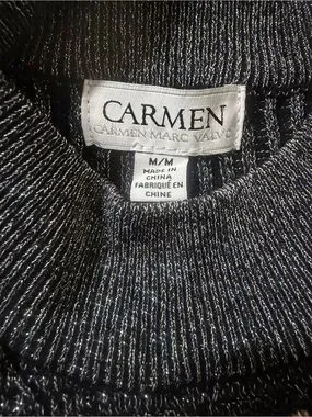 Carmen Marc Valvo | Tops | Carmen Marc Valvo Charcoal Metallic ...